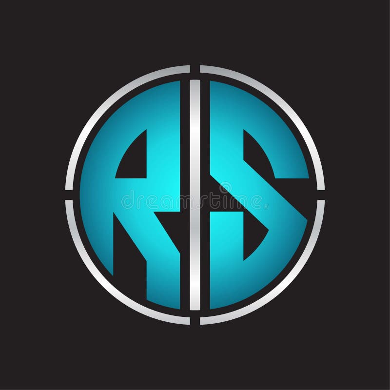 RS Logo Initial with Circle Line Cut Design Template on Blue Colors ...