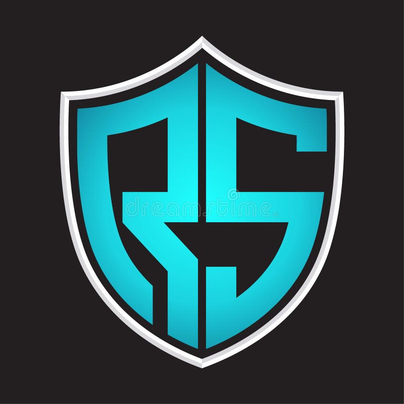 RS Logo Monogram with Shield Shape Isolated Blue Colors on Outline ...