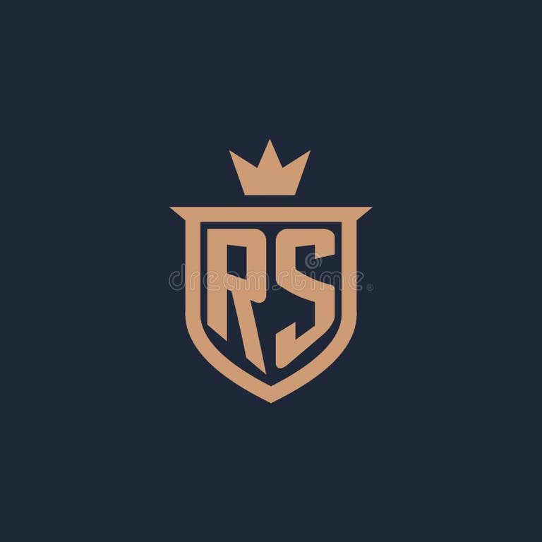 RS Monogram Initial Logo with Shield and Crown Style Stock Vector ...