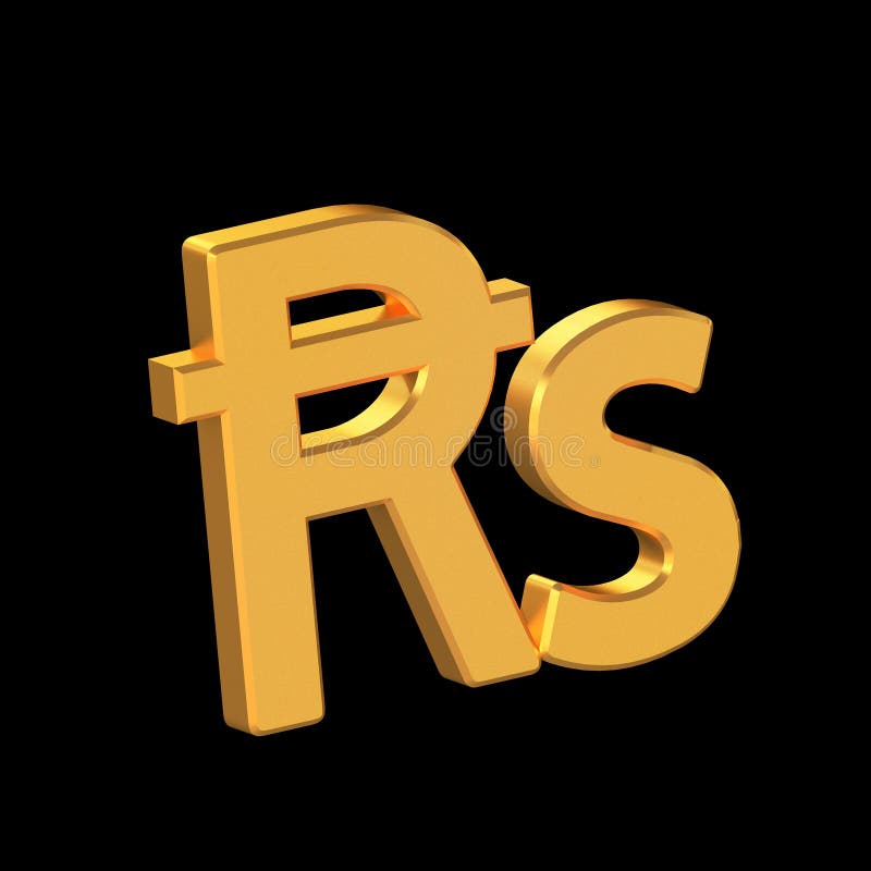 Rs Pakistani Rupees 3D Icon Isolated on Black Background, Gold Texture ...