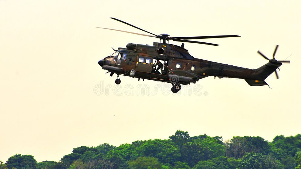 RSAF Super Puma Helicopter Approaching Airfield Editorial Stock Photo ...