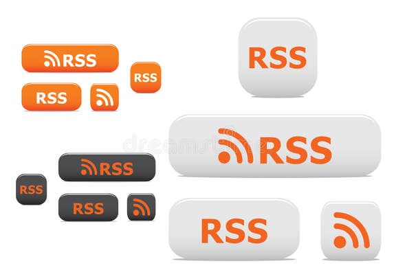 Rss buttons and symbols stock vector. Illustration of white - 15510622
