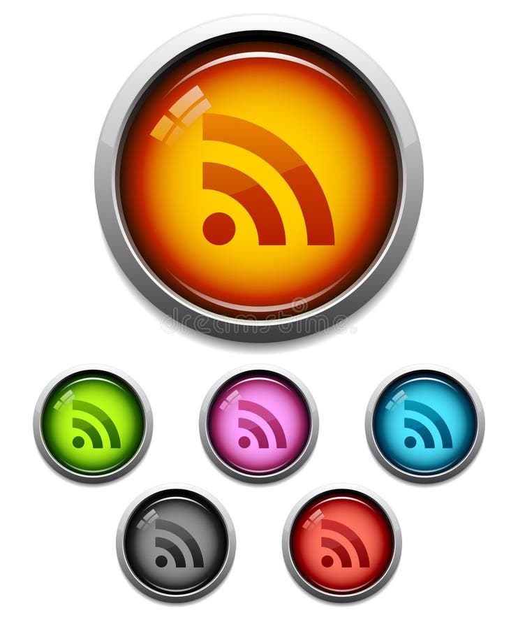 RSS feed button icon editorial image. Illustration of element - 6070605