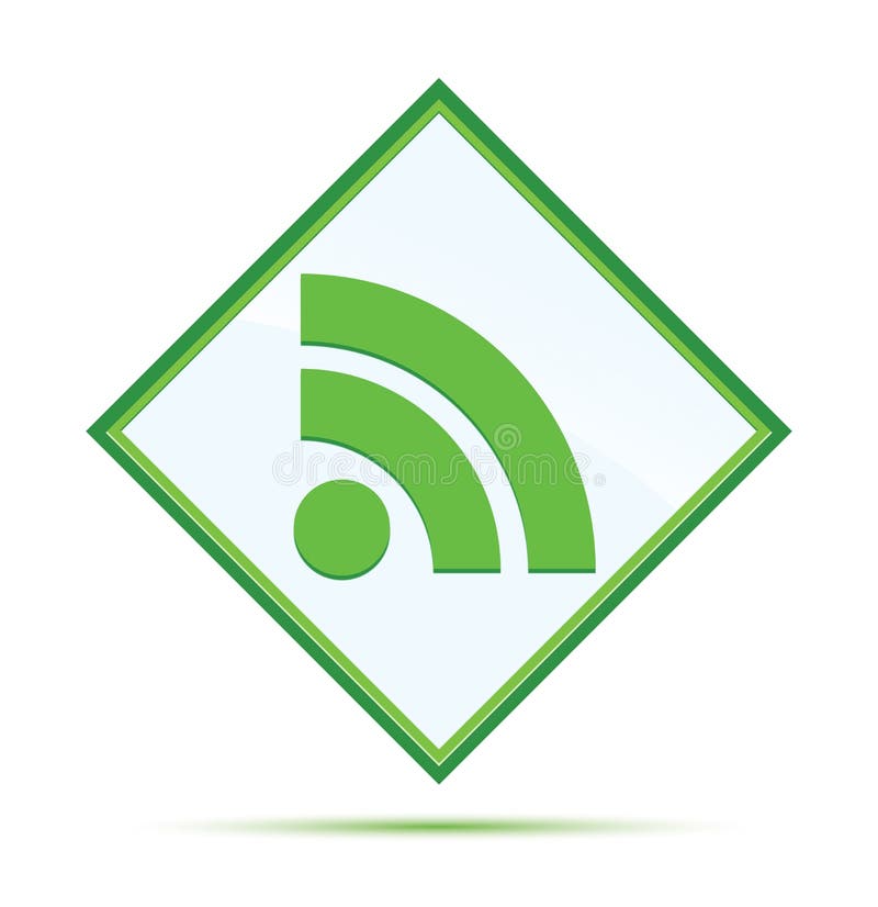 RSS Feed Icon Modern Abstract Green Diamond Button Stock Illustration ...