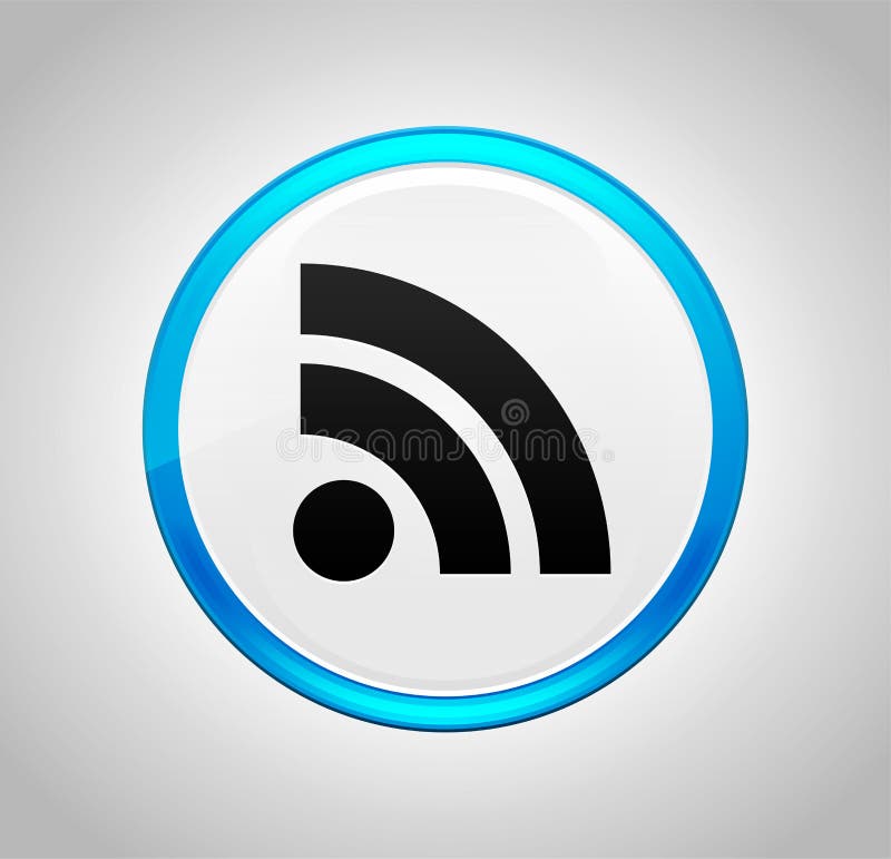 RSS Feed Icon Round Blue Push Button Stock Illustration - Illustration ...