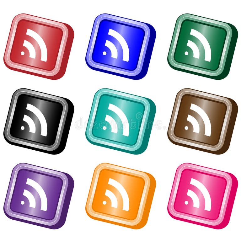 RSS feed web buttons stock vector. Illustration of page - 13028718