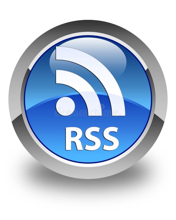 RSS Glossy Blue Round Button Stock Illustration - Illustration of ...