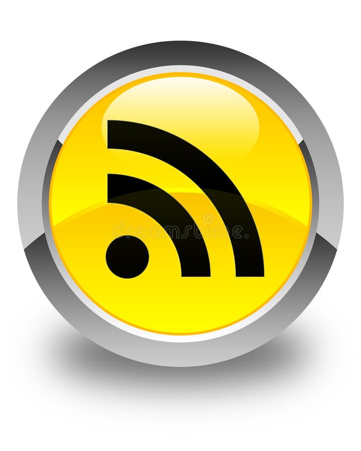 RSS Icon Glossy Yellow Round Button Stock Illustration - Illustration ...