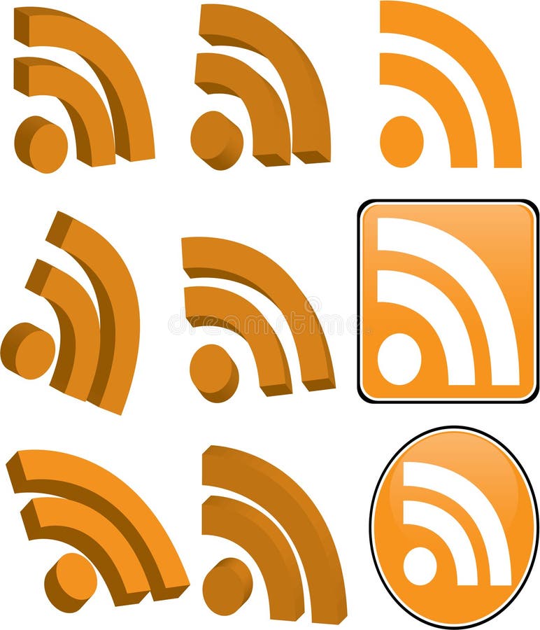 RSS Icon Set Isolated on White Stock Vector - Illustration of glossy ...