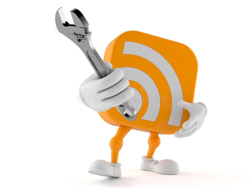 RSS Icon Toon with Adjustable Wrench Stock Illustration - Illustration ...