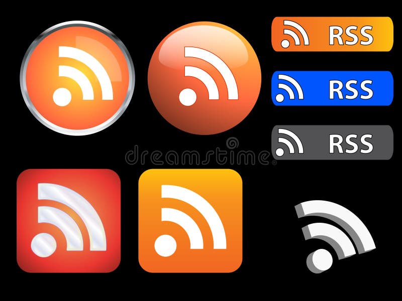 Four RSS wooden buttons stock vector. Illustration of ligneous - 14586213