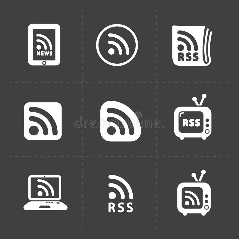 RSS Sign Icons. RSS Feed Symbols on Black Background Stock Vector ...