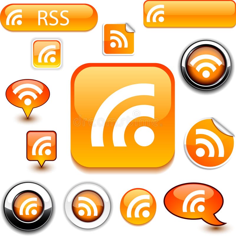 RSS feed button icon editorial image. Illustration of element - 6070605