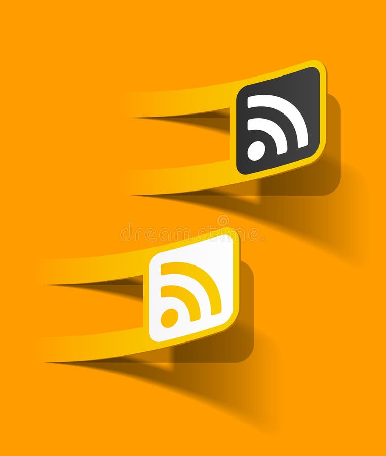 Rss sticker stock vector. Illustration of paper, icon - 25997430
