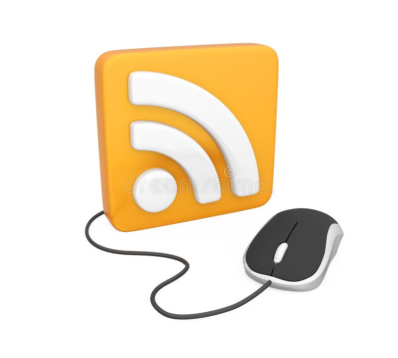 RSS Symbol with Computer Mouse Stock Illustration - Illustration of ...