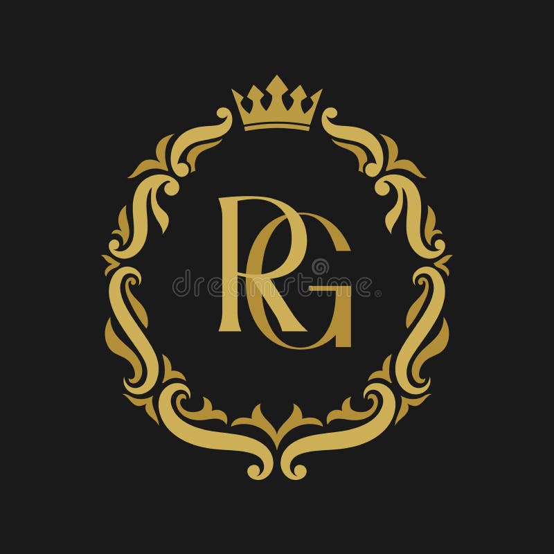 RG Letter Gold Floral Vintage Logo Template. Stock Vector ...