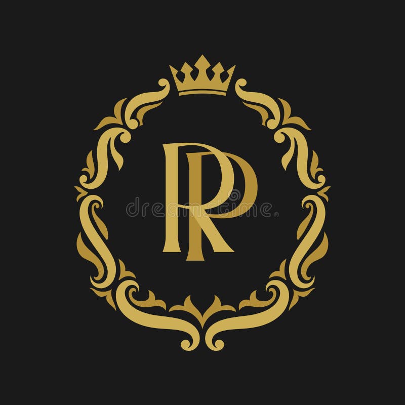 RP Letter Gold Floral Vintage Logo Template. Stock Vector ...