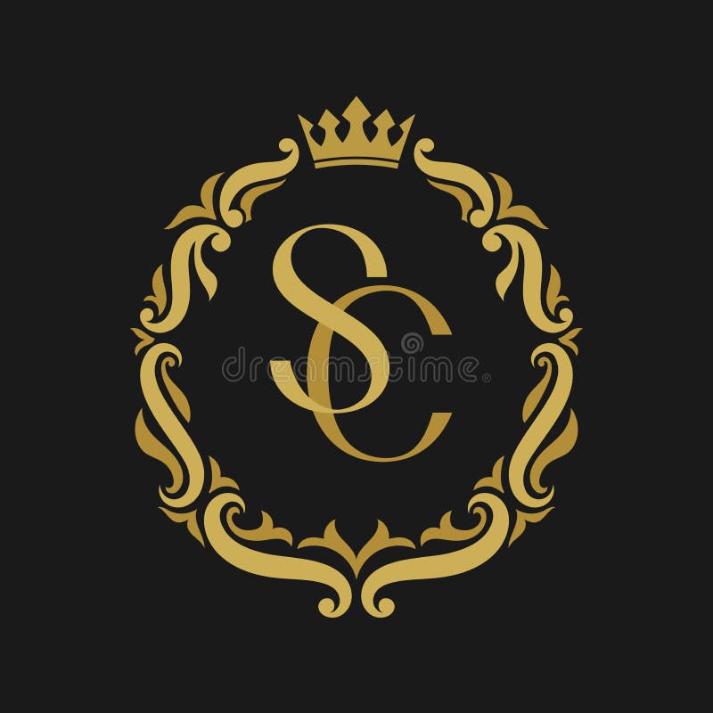SC Letter Gold Floral Vintage Logo Template. Stock Vector ...