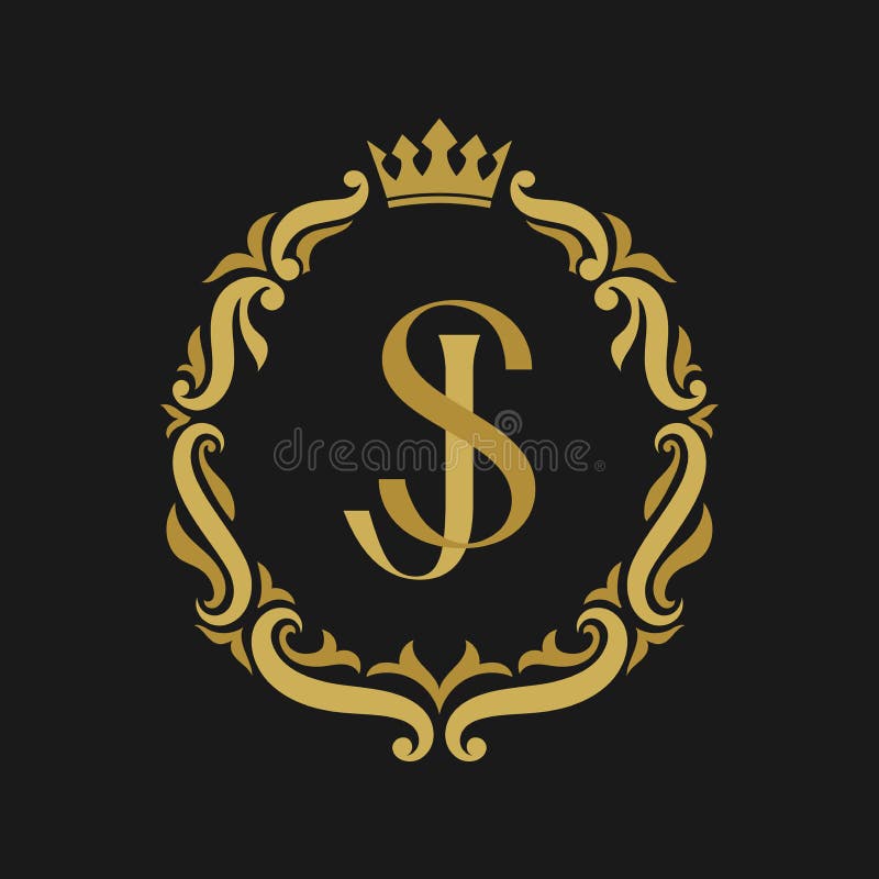 SJ Letter Gold Floral Vintage Logo Template. Stock Vector ...