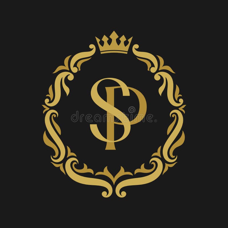 SP Letter Gold Floral Vintage Logo Template. Stock Vector ...