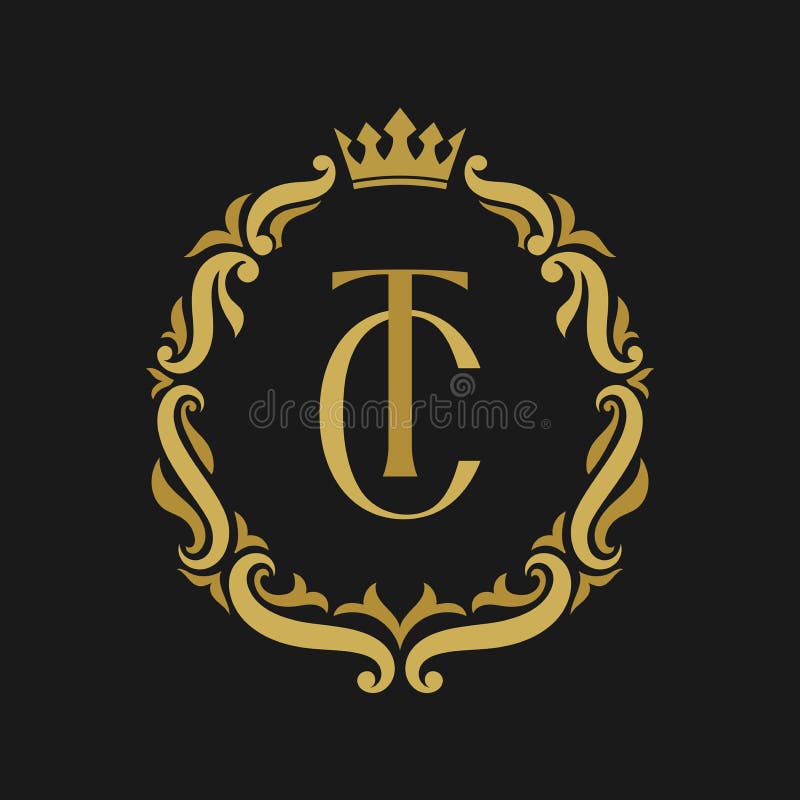 TC Letter Gold Floral Vintage Logo Template. Stock Vector ...