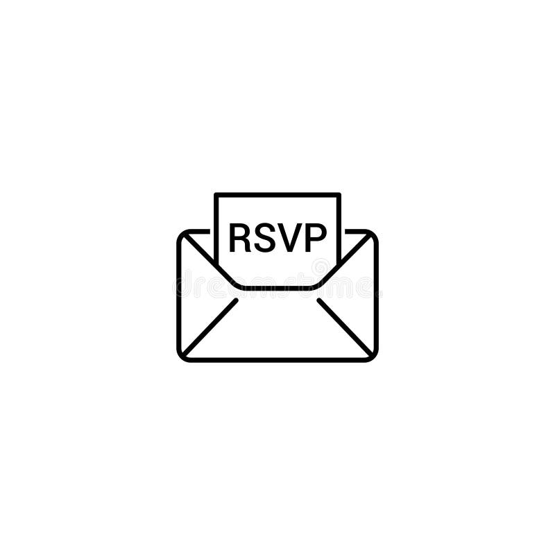 RSVP Icon Envelope Date Stamp Vector Invitation. Rsvp Message Envelope ...