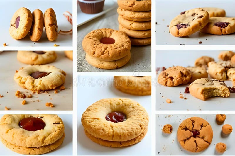 Assortment of Cookies Displayed in a Collage. Several Varieties are ...