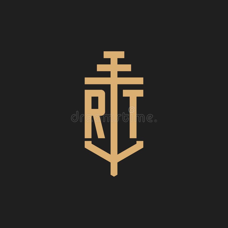 RT Initial Logo Monogram with Pillar Icon Design Vector Stock Vector ...