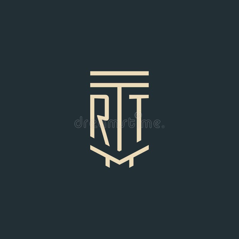 RT Initial Monogram with Simple Line Art Pillar Logo Designs Stock ...
