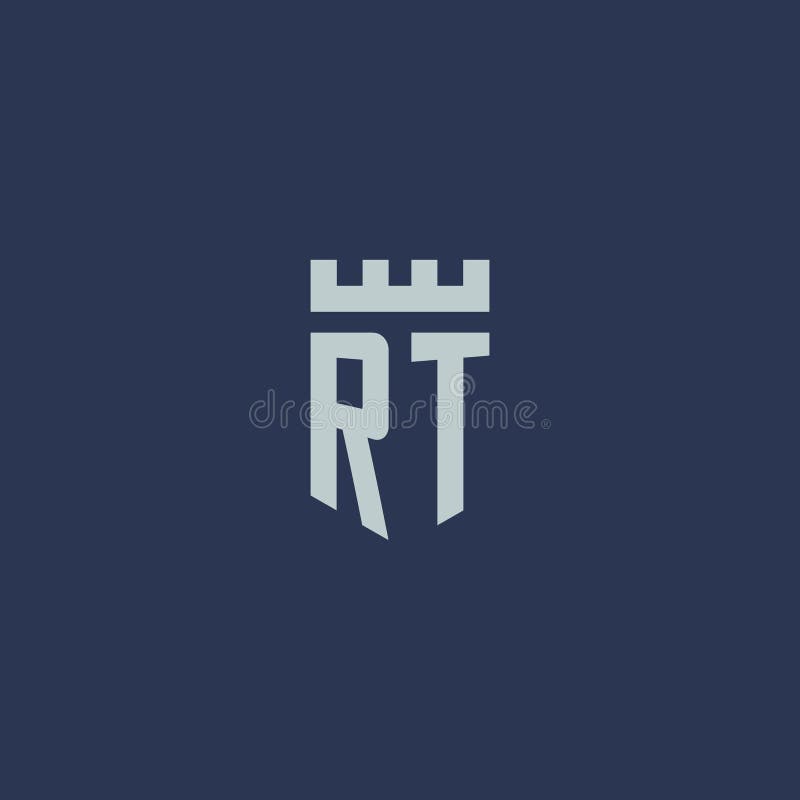 RT Logo Monogram with Fortress Castle and Shield Style Design Stock ...