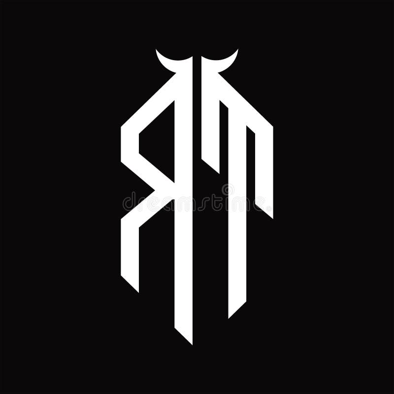 RT Logo Monogram with Horn Shape Isolated Black and White Design ...