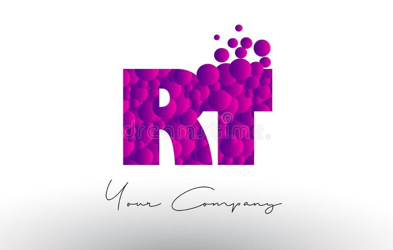 RT R T Dots Letter Logo with Purple Bubbles Texture. Stock Vector ...