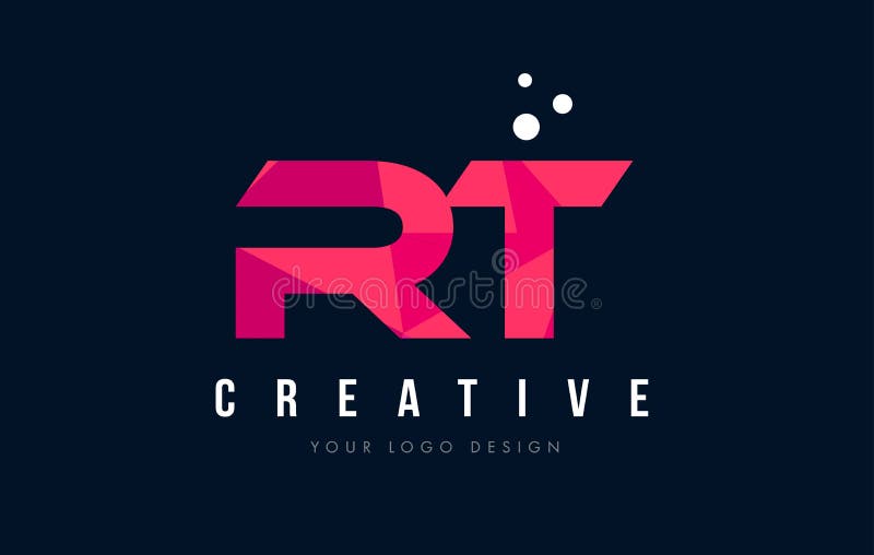 RT R T Letter Logo with Purple Low Poly Pink Triangles Concept Stock ...
