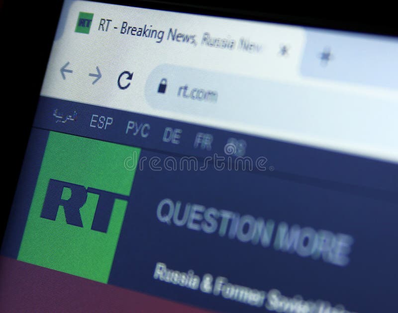 RT television logo editorial stock photo. Image of smartphone - 296405218