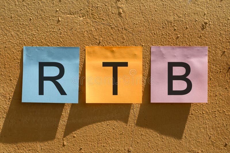 RTB Real-time Bidding Acronym from Colorful Paper Notes on Wall Stock ...