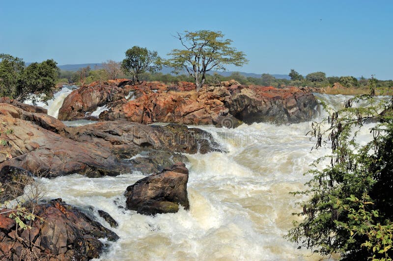 Sunset at the Ruacana Waterfall, Namibia Stock Image - Image of cascade ...