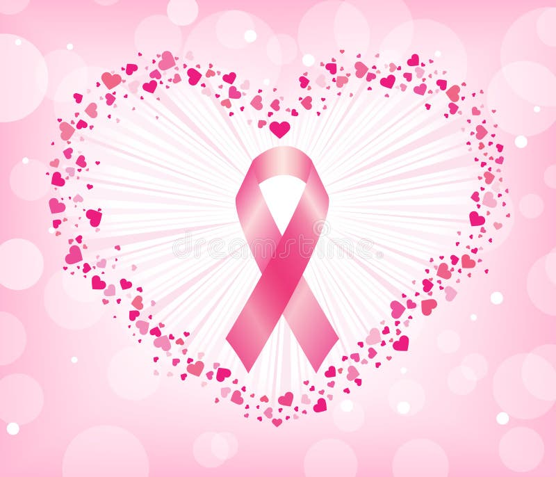 Ruban De Conscience De Cancer Du Sein Au Coeur Illustration de Vecteur ...