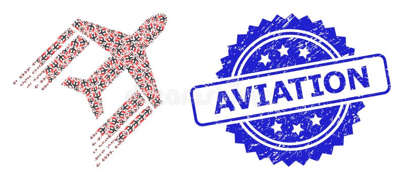Rubber Aviation Watermark and Recursion Aviation Icon Collage Stock ...