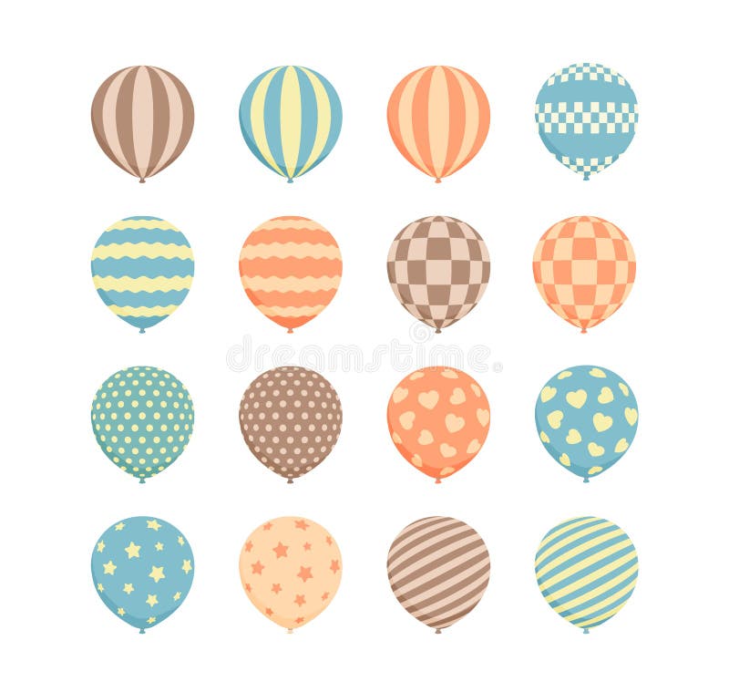 Rubber Balloon Illustration Set of Various Patterns (flat Design Stock ...
