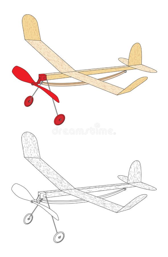 Rubber band powered plane stock illustration. Illustration of wings ...