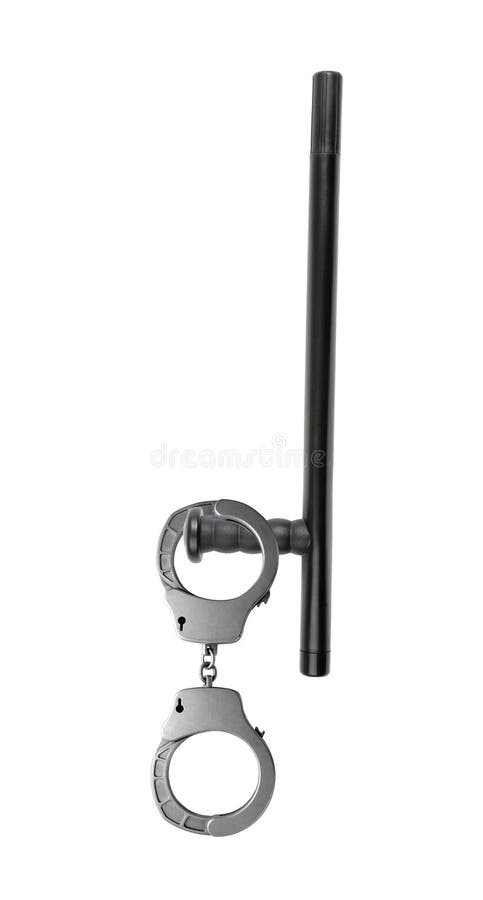 Police Baton With Handcuffs Stock Photo - Image of looking, officer ...