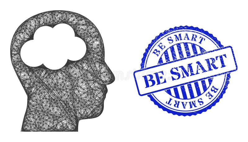Rubber Be Smart Seal and Hatched Head Brain Mesh Stock Vector ...