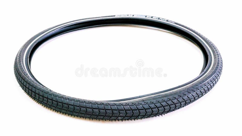 Rubber Bicycle Tire on White Background Stock Photo - Image of flat ...