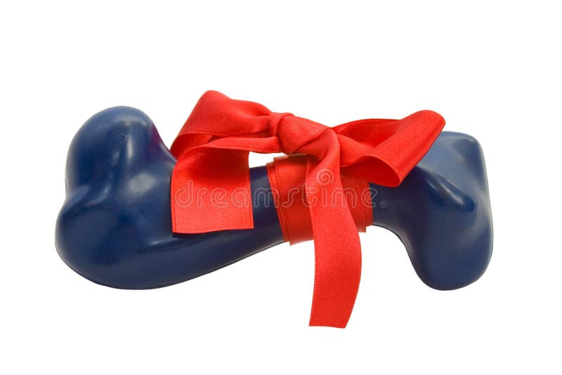 Rubber Bone Gift with Ribbon and Bow,isolated Stock Image - Image of ...