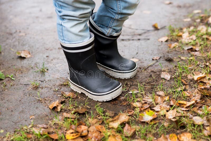 Rubber Boots and Leafs. Autumn, Fall. Children Stock Photo - Image of ...