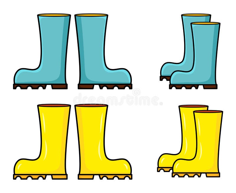 Rain Boot Set Vector Clip Art Wellington Boots Cartoon Illustration Isolated On White