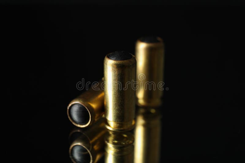 Rubber Bullets On Mirror Background Self Defense Weapon Stock Photo ...