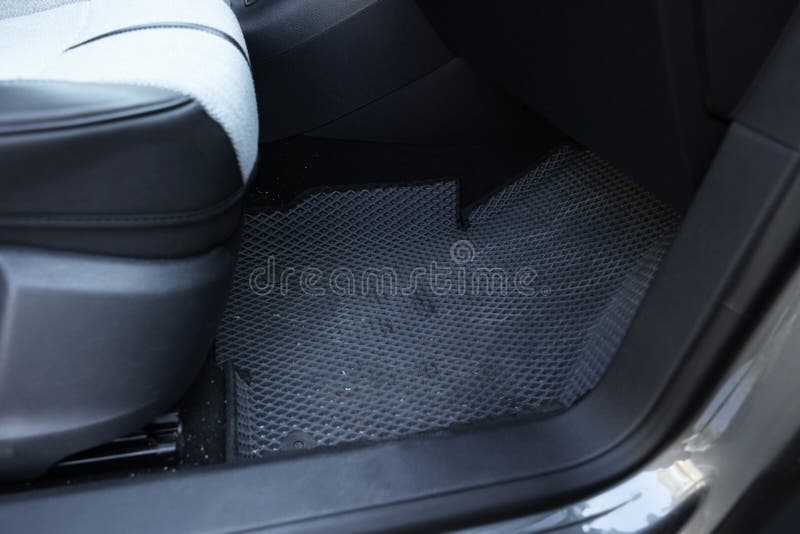 Grey Rubber Car Floor Mat in Auto Stock Image - Image of foot, grey ...