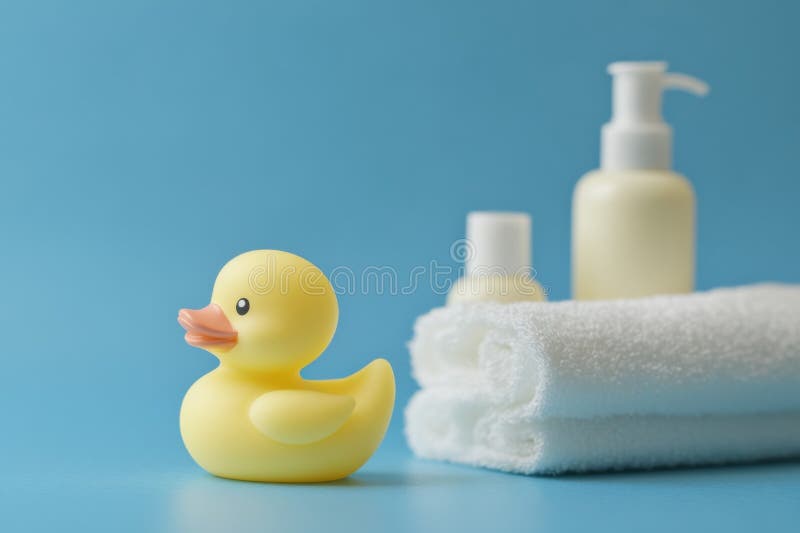 Rubber Duck with Bath Essentials Stock Illustration - Illustration of ...