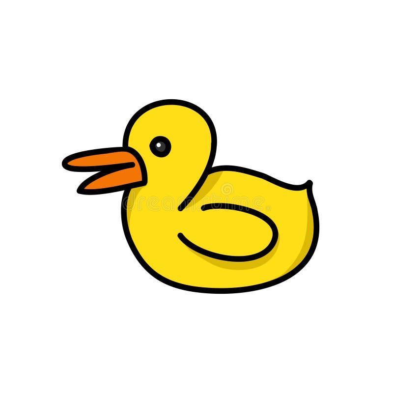 Rubber Duck Doodle Icon, Vector Illustration Stock Illustration ...
